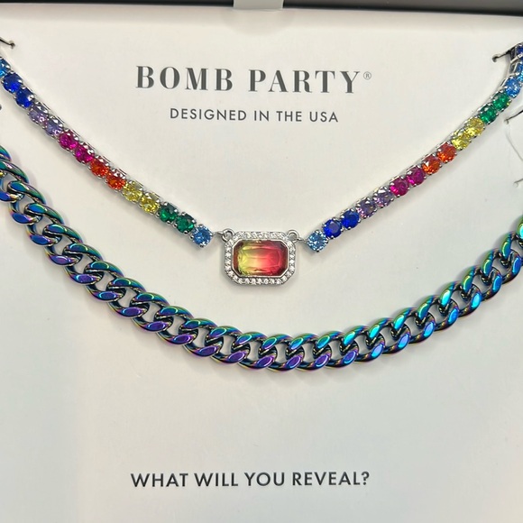 Bomb Party | Jewelry | Bomb Party Rainbow Luxe Layers Necklace | Poshmark
